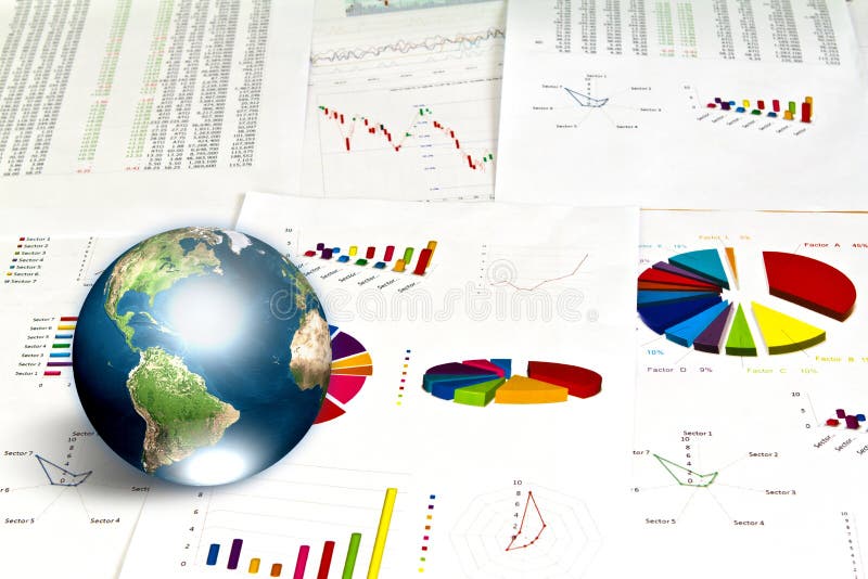 Business graph with earth. stock image. Image of economics - 25164689