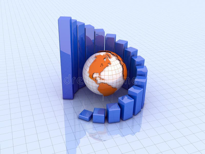 Business graph and earth stock illustration. Illustration of colors ...