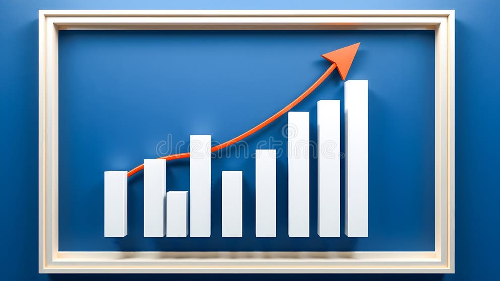 Business Graph in a Frame on Blue Background 3D Rendering Stock ...