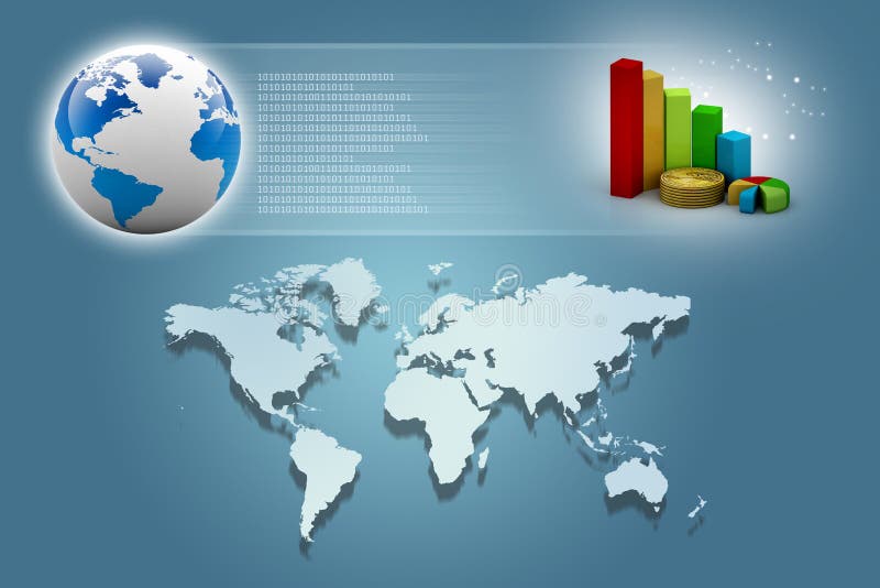 Business graph with globe stock illustration. Illustration of financial ...