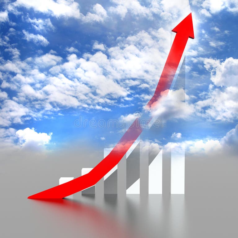 Business Graph with Going Up Red Arrow Stock Illustration ...