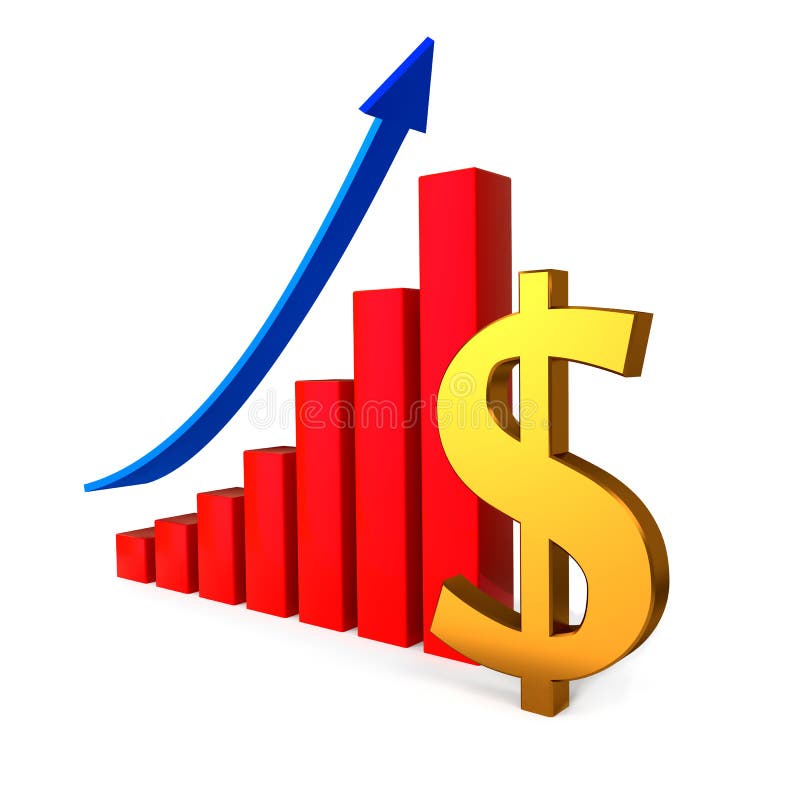 Business Graph with Gold Dollar Sign Stock Illustration - Illustration ...