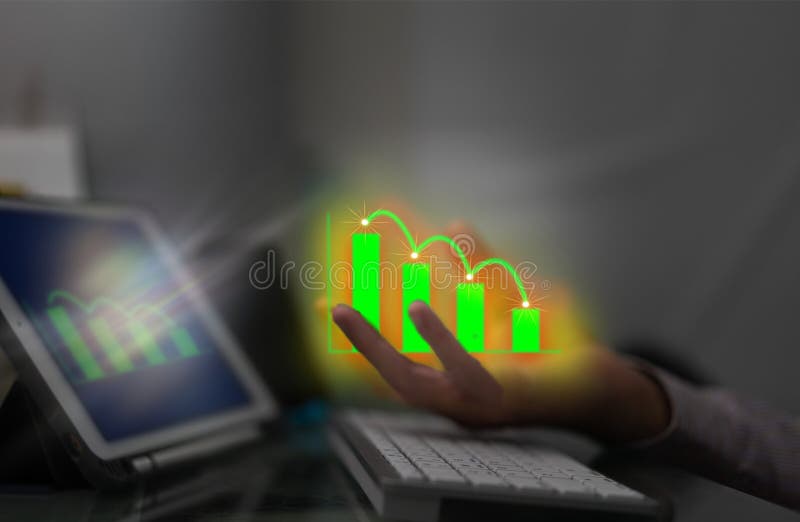 Business Graph Growth in Hand of Businessman by Power of Technology ...