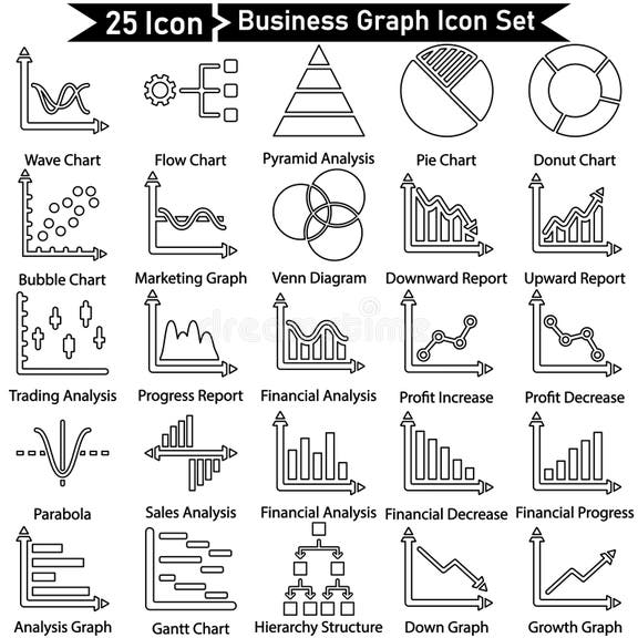 Business Graph Icon Set stock vector. Illustration of decrease - 300867937