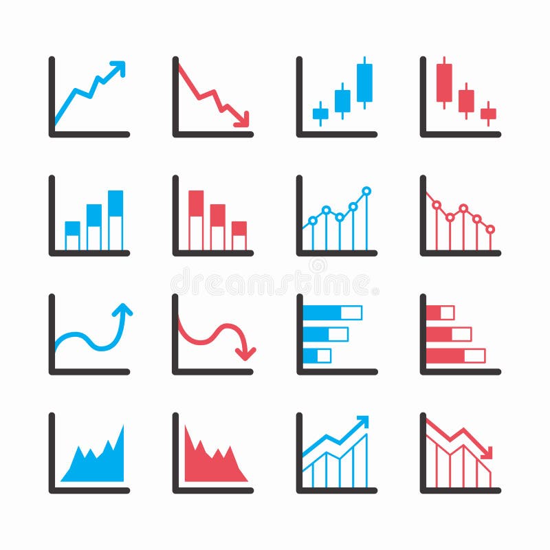 Business graph icon set stock vector. Illustration of management - 65461596