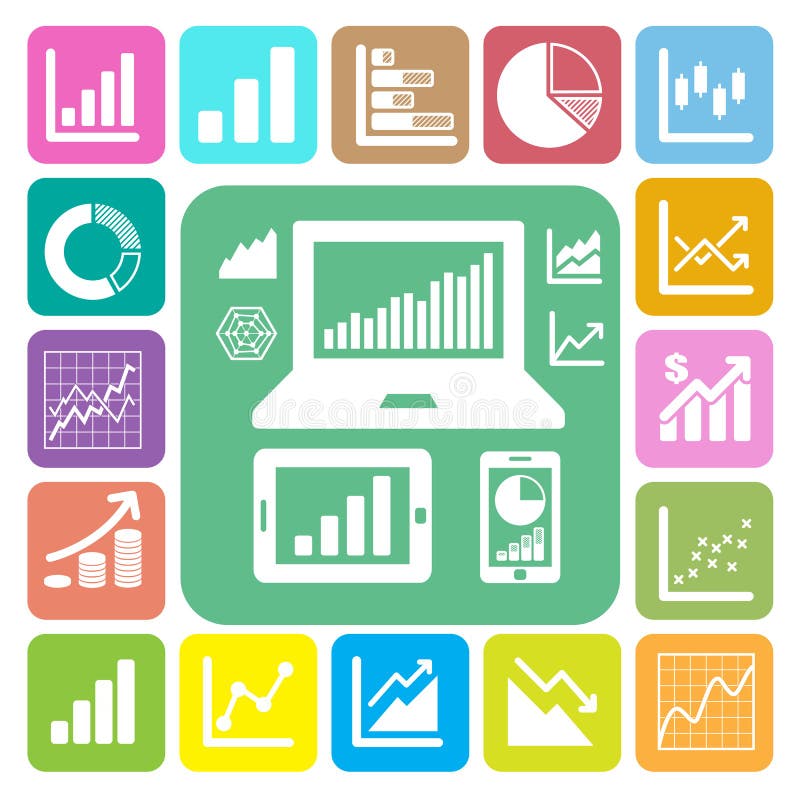 Business Graph icon set stock vector. Illustration of chart - 138347259
