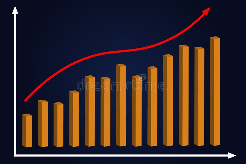 Business Graph with Increase Report. Diagram with Rise and Gain ...