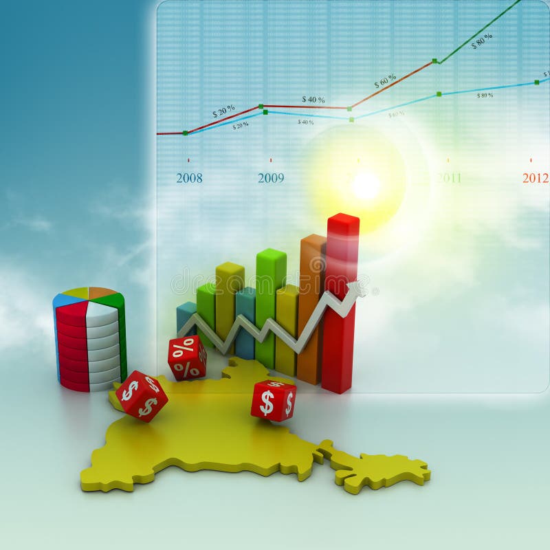 Business Graph with India Map Stock Illustration - Illustration of ...