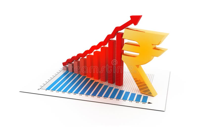 Business Graph with Indian Rupee Sign Stock Illustration - Illustration ...