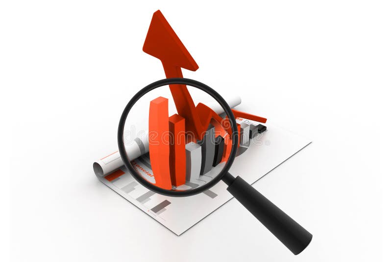 Business Graph and Magnifying Glass Stock Illustration - Illustration ... Business Graph and Magnifying Glass Stock Illustration - Illustration ...