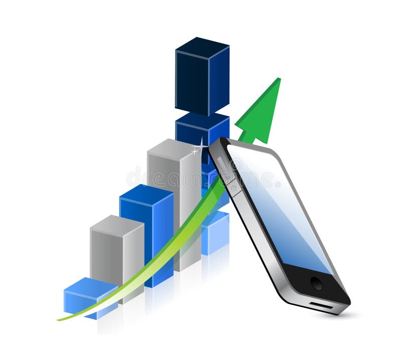 Business Graph and Mobile Phone Stock Illustration - Illustration of ...