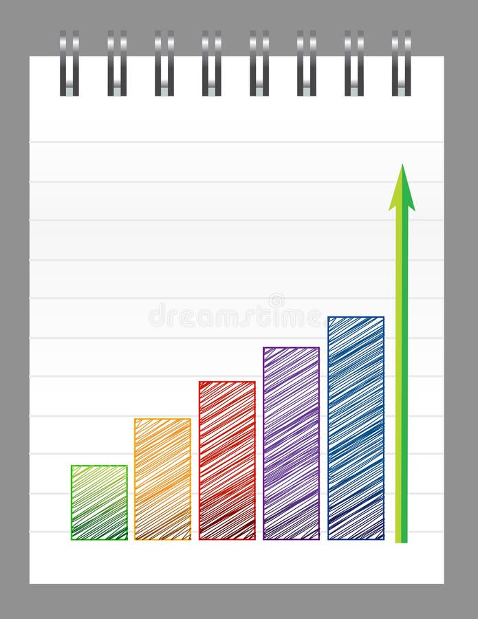 Business Graph on a Notepad Stock Illustration - Illustration of icons ...