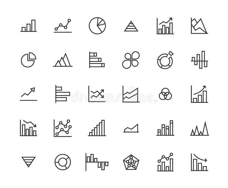 Business Graph Outline Icon Set Stock Vector - Illustration of ...