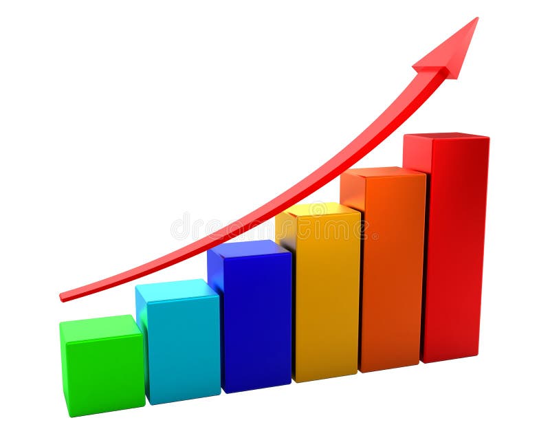 Business Graph 3d Model on White Background Stock Illustration ...