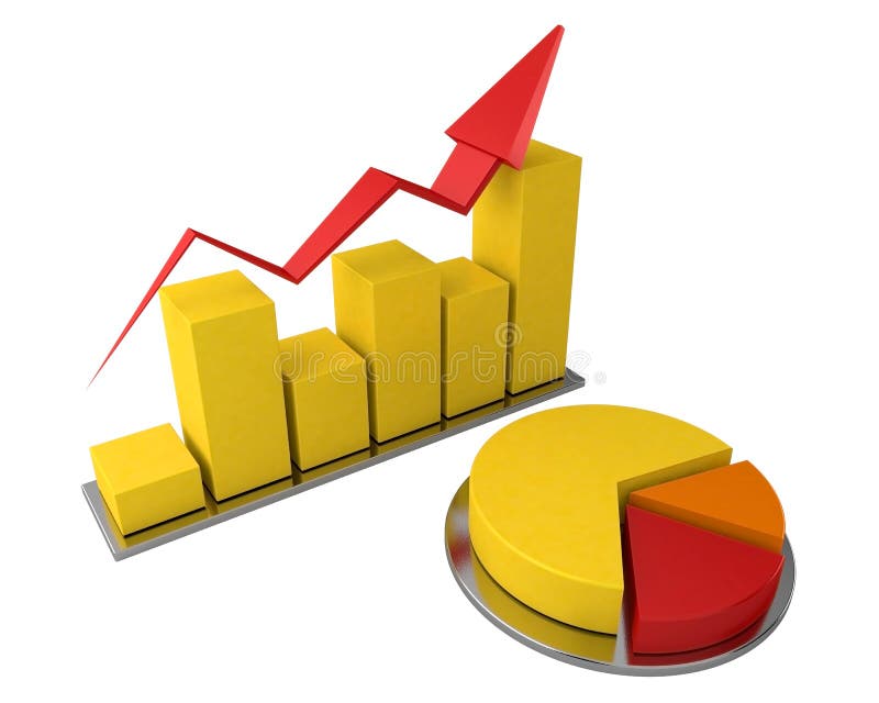 Business Graph 3d Model on White Background Stock Illustration ...