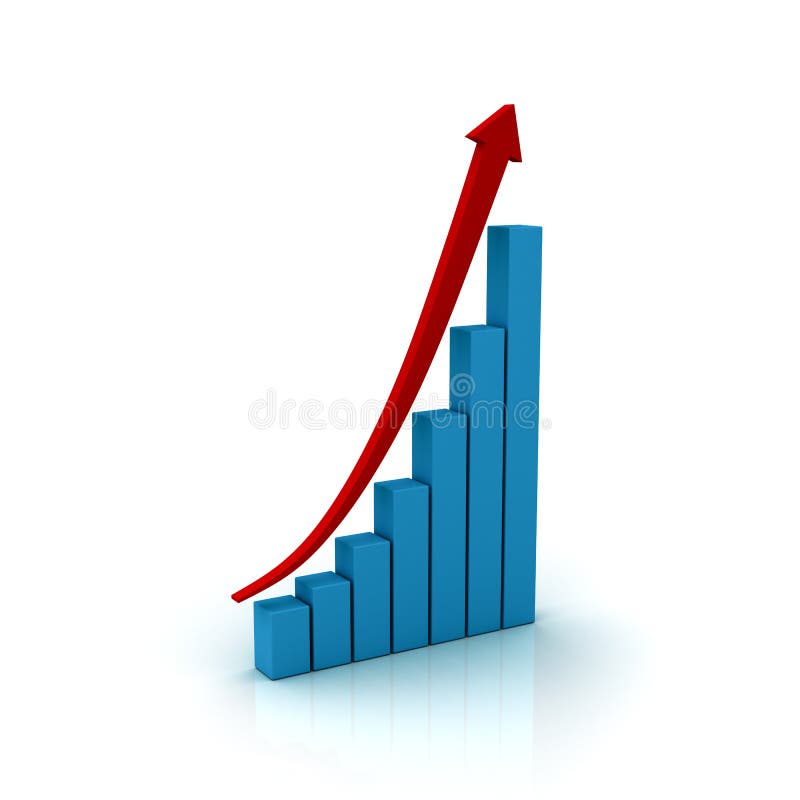 Success Business Growth Bar Graph with Arrow Stock Illustration ...