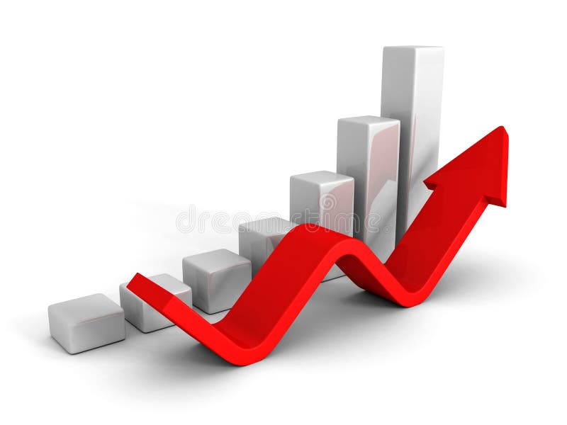 Business Graph with Rising Up Arrow Stock Illustration - Illustration ...