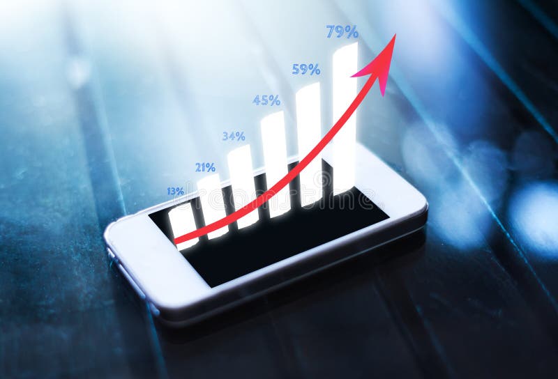 Phone with Statistics Chart Stock Image - Image of internet, analytics ...