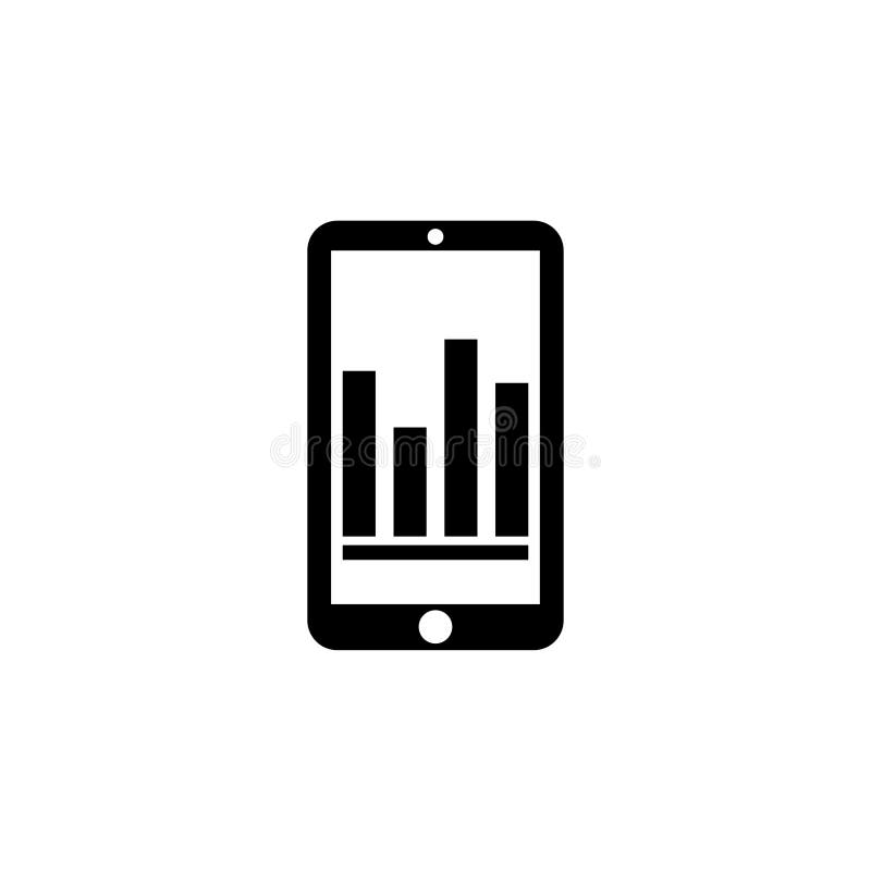 Business Graph on Smartphone, Column Chart Flat Vector Icon Stock ...
