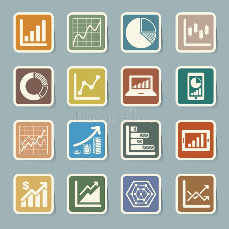 Business Graph Sticker Icon Set Stock Vector - Illustration of ...
