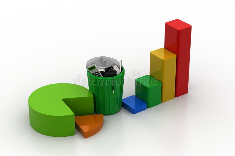 Business Graph and Trash Box Stock Illustration - Illustration of grow ...