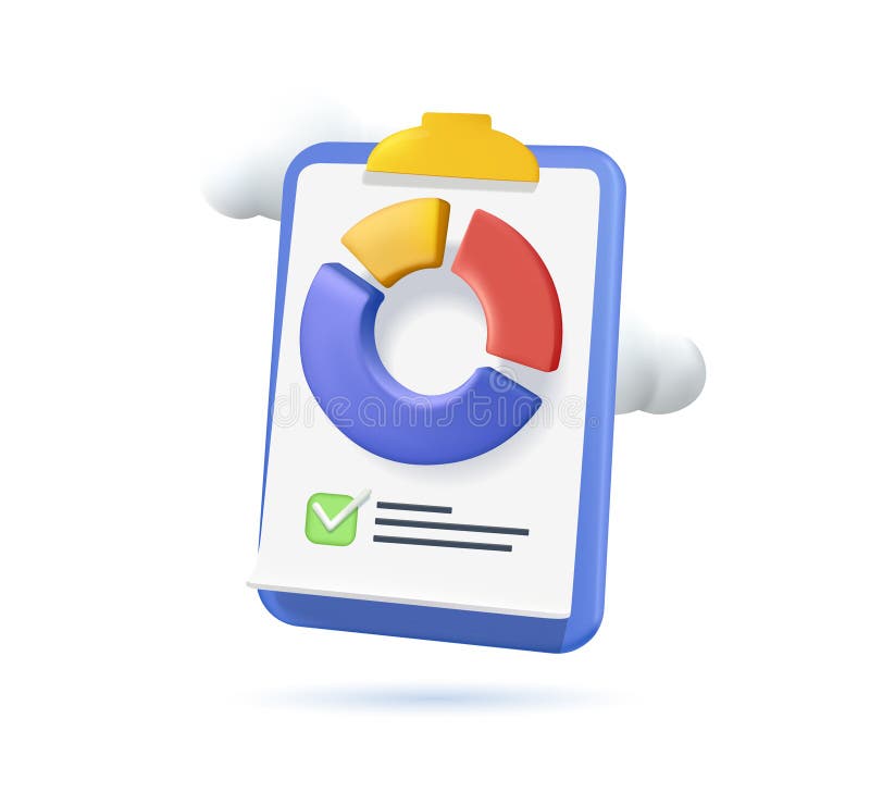 Business Graphics on Clipboard with Analytics 3d Icon. Business Invoice ...