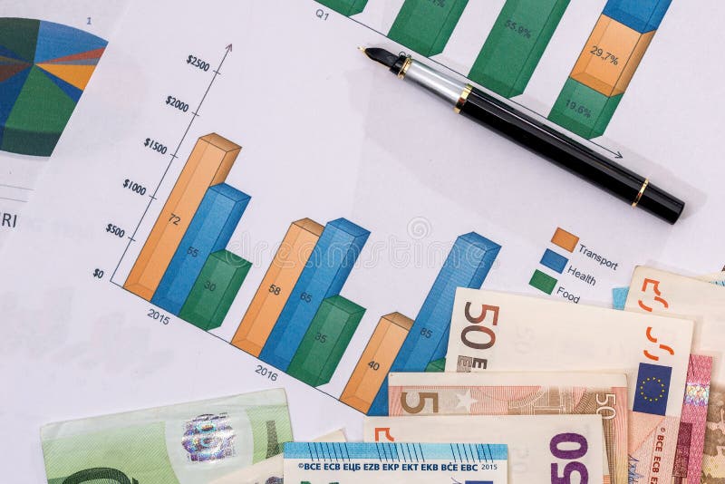 Business Graphics with Euro Banknotes Stock Photo - Image of money ...