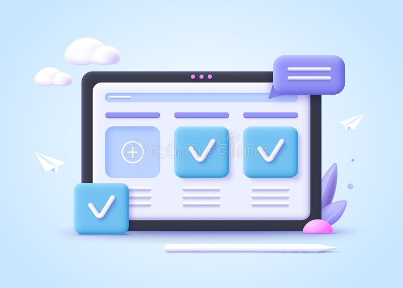 Business Graphics Tasks Scheduling Concept. 3d Realistic Vector ...