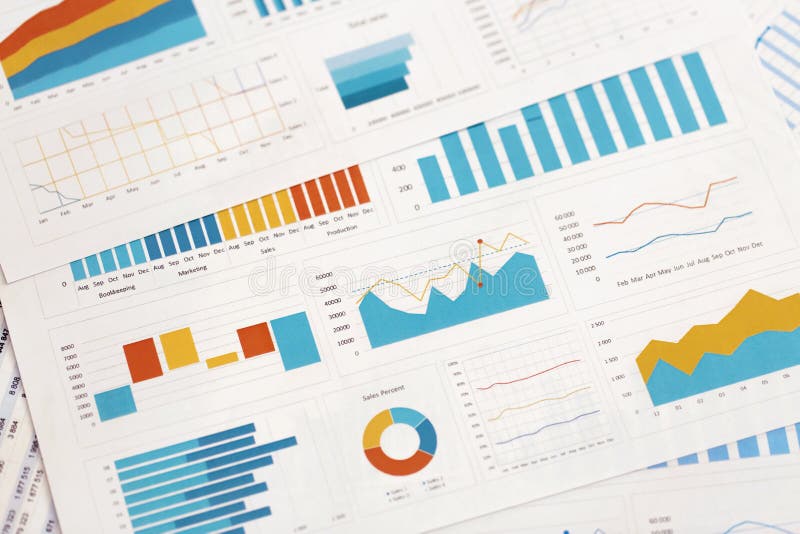 Business Graphs and Charts on Table. Financial Development, Banking ...