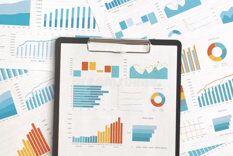 Business Graphs and Charts on Table. Financial Development, Banking ...