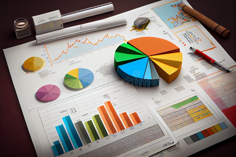 Business Graphs and Charts on Table. Financial Development, Banking ...