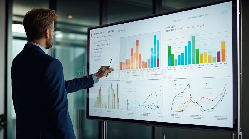 Business Graphs and Financial Diagrams on a White Board Stock ...