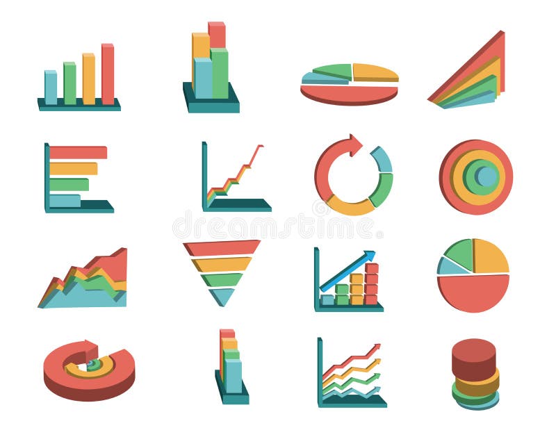 Set of 3d business graphs stock vector. Illustration of column - 18110509