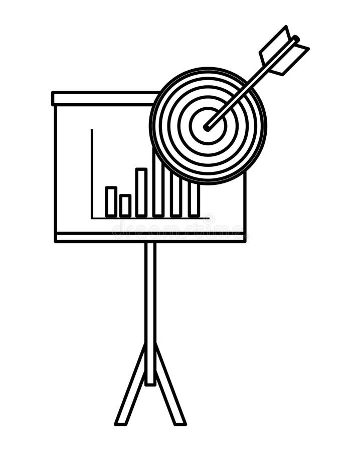 Business Graphs on Whiteboard with Target Black and White Stock Vector ...