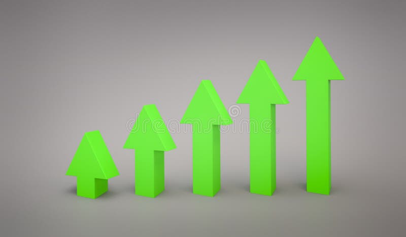 Business Green Arrow Line Graph Pointing Up 3d Rendering Stock ...