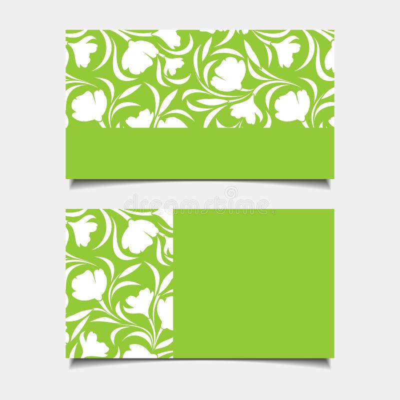 Business Green Cards with Floral Pattern. Vector Illustration. Stock ...