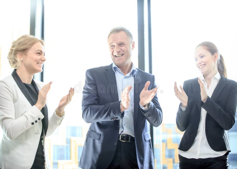Business Group Clapping and Smiling Stock Photo - Image of congratulate ...