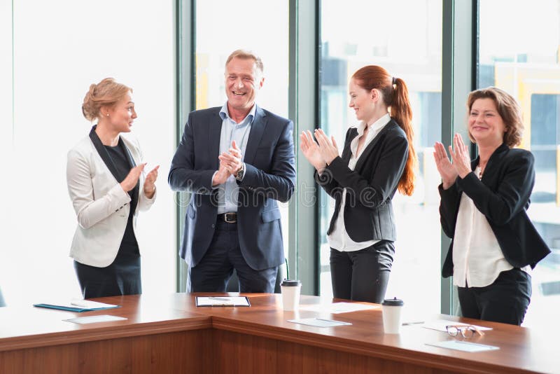 Business Group Clapping and Smiling Stock Image - Image of people ...