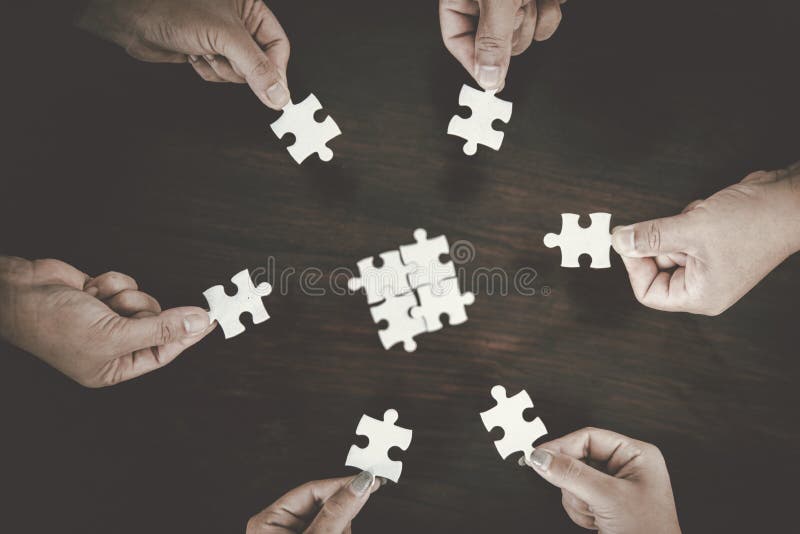 Business Group Connect Pieces of Puzzle Think of Problem Solving ...