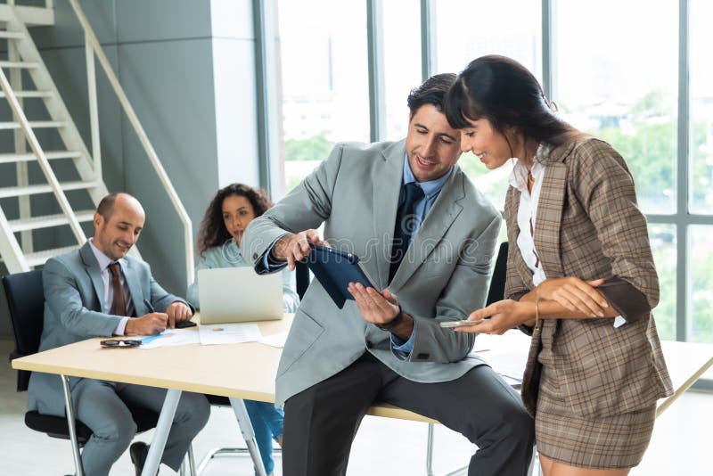 Business Group with the Creative Work, Talk and Exchange Ideas Shared ...