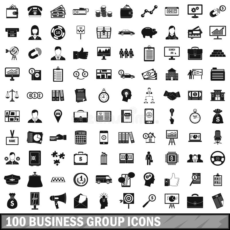 100 Business Group Icons Set, Simple Style Stock Vector - Illustration ...