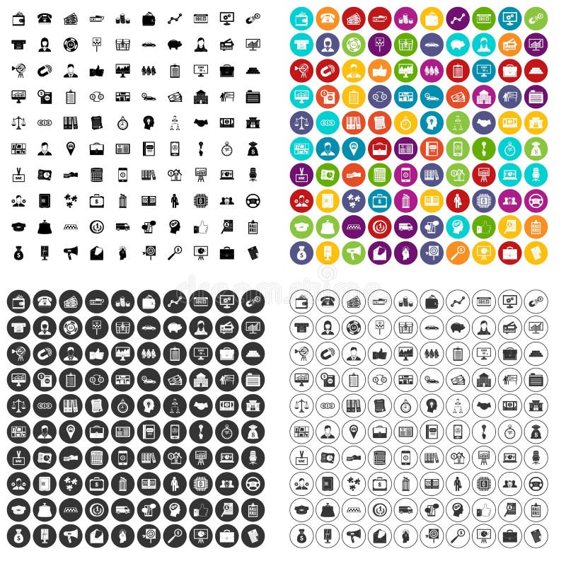 100 Business Group Icons Set Vector Variant Stock Vector - Illustration ...