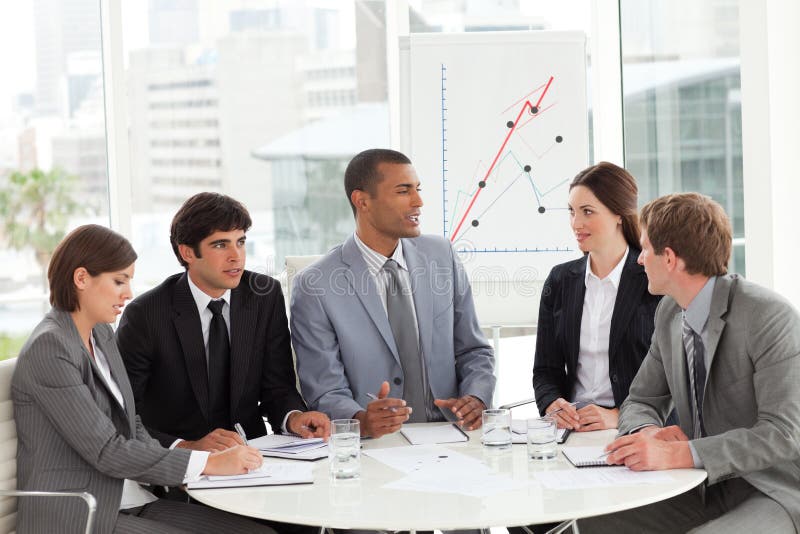 Business Group Studying Sales Report Stock Image - Image of employee ...