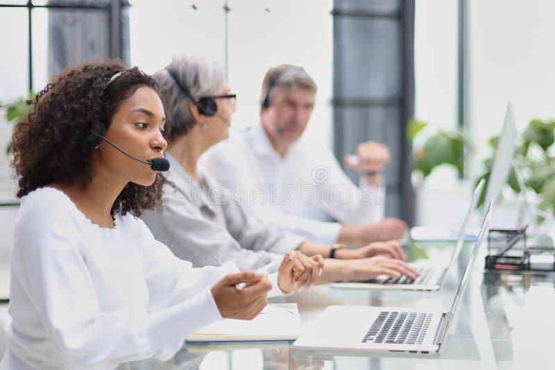 Business Group Working in Customer and Help Desk Office Stock Image ...