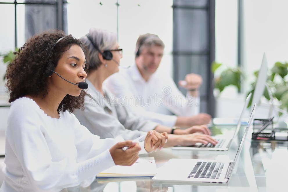 Business Group Working in Customer and Help Desk Office Stock Image ...
