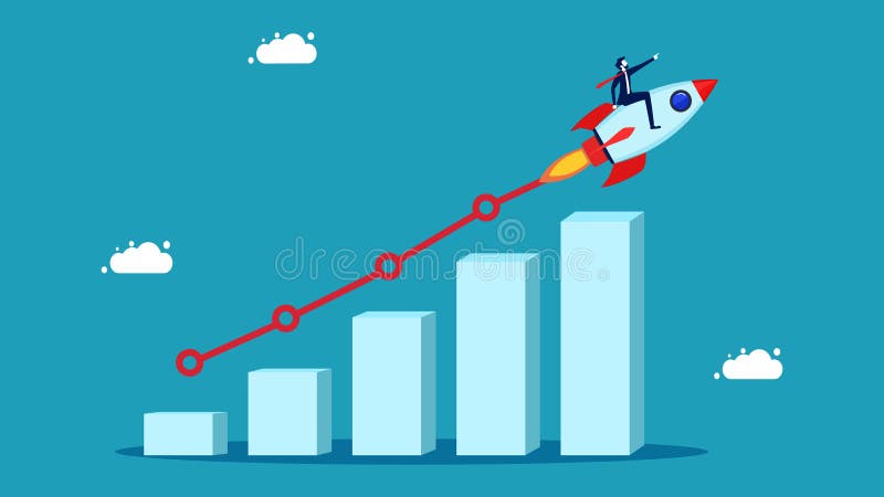 Growing Rocket and Bar Chart. Business Growth. Finance and Investment ...