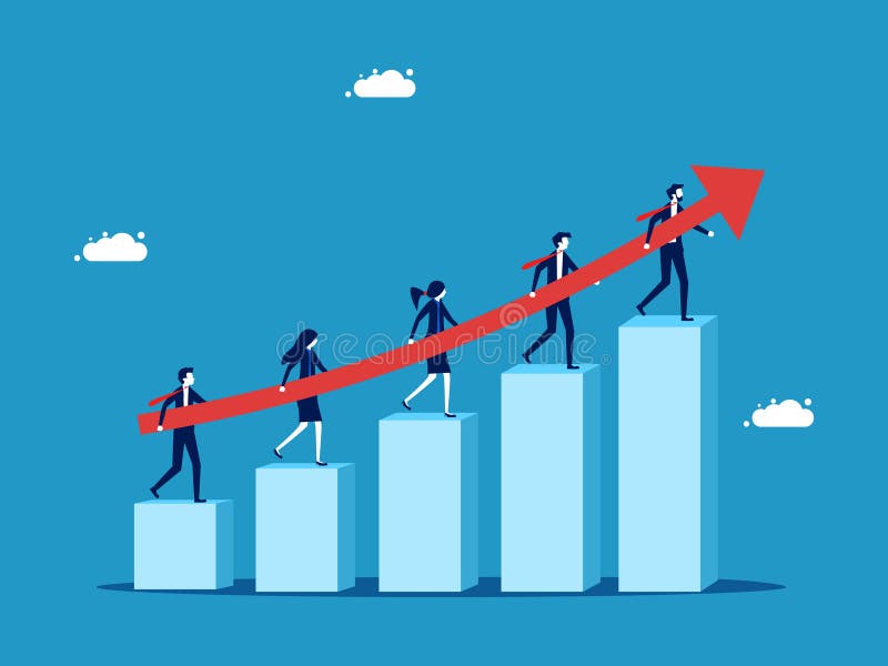 Business Grows. Progress or Development Concept. Red Arrow on Growth ...