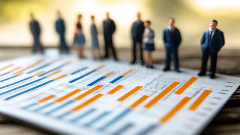 Business Growth Analysis with Miniature Figures on Chart Data Stock ...