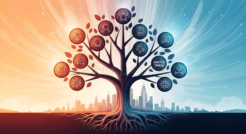 Business Growth and Analytical Thinking Tree Stock Illustration ...