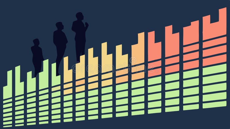 Business Growth Bar Chart with Silhouettes, Progress Data Analysis ...